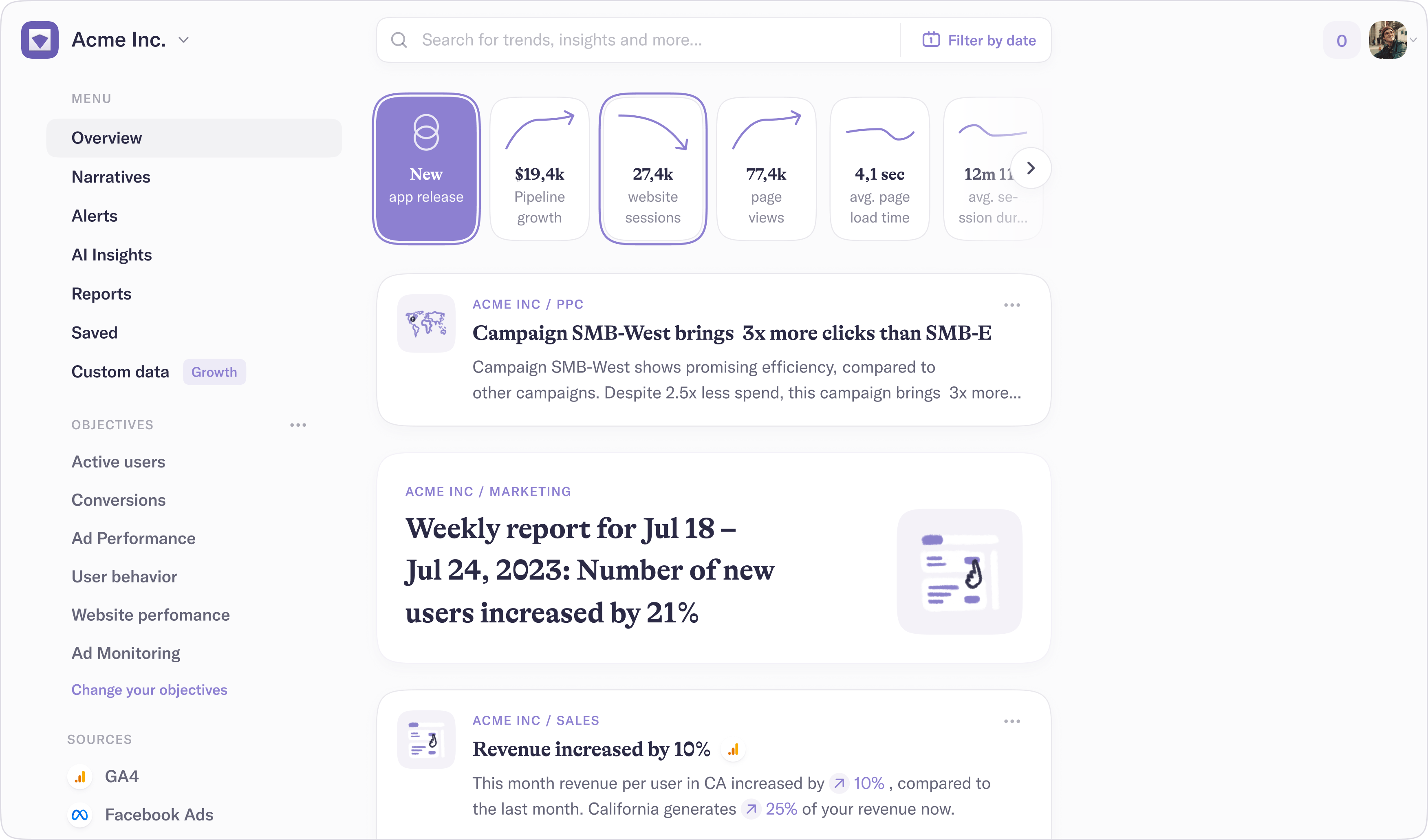 Actionable Analytics for Growth teams | Narrative BI